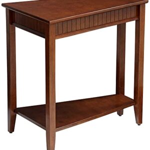 Elm Lane Bentley-II Farmhouse Rustic Cherry Wood Accent Table 16" x 24" with Slide-Out Tray and Shelf Brown for Space Living Room Bedroom Bedside Entryway Home House Balcony Office