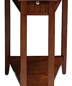 Elm Lane Bentley-II Farmhouse Rustic Cherry Wood Accent Table 16" x 24" with Slide-Out Tray and Shelf Brown for Space Living Room Bedroom Bedside Entryway Home House Balcony Office