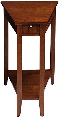 Elm Lane Bentley-II Farmhouse Rustic Cherry Wood Accent Table 16" x 24" with Slide-Out Tray and Shelf Brown for Space Living Room Bedroom Bedside Entryway Home House Balcony Office