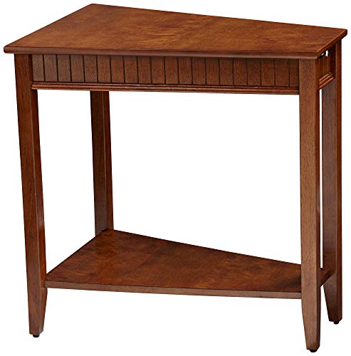 Elm Lane Bentley-II Farmhouse Rustic Cherry Wood Accent Table 16" x 24" with Slide-Out Tray and Shelf Brown for Space Living Room Bedroom Bedside Entryway Home House Balcony Office