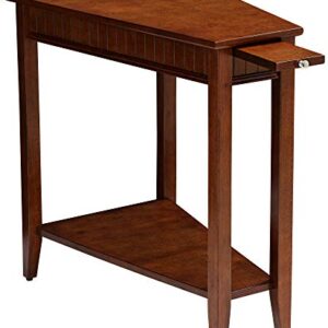 Elm Lane Bentley-II Farmhouse Rustic Cherry Wood Accent Table 16" x 24" with Slide-Out Tray and Shelf Brown for Space Living Room Bedroom Bedside Entryway Home House Balcony Office