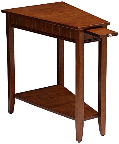 Elm Lane Bentley-II Farmhouse Rustic Cherry Wood Accent Table 16" x 24" with Slide-Out Tray and Shelf Brown for Space Living Room Bedroom Bedside Entryway Home House Balcony Office