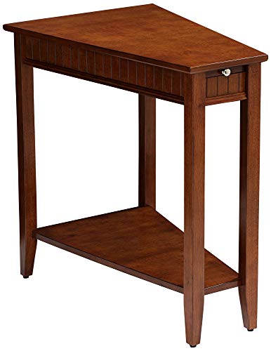 Elm Lane Bentley-II Farmhouse Rustic Cherry Wood Accent Table 16" x 24" with Slide-Out Tray and Shelf Brown for Space Living Room Bedroom Bedside Entryway Home House Balcony Office