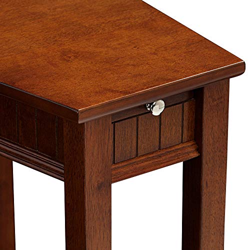 Elm Lane Bentley-II Farmhouse Rustic Cherry Wood Accent Table 16" x 24" with Slide-Out Tray and Shelf Brown for Space Living Room Bedroom Bedside Entryway Home House Balcony Office