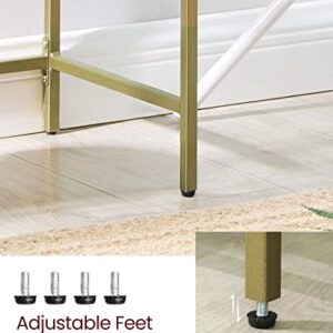 VASAGLE 39.4” Console Table, Tempered Glass Sofa Table, Modern Entryway Table, Metal Frame, Easy to Assemble, Adjustable Feet, for Living Room, Hallway, Gold Color ULGT26G