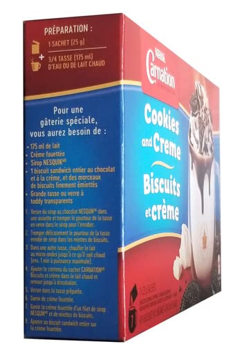 Nestle Carnation Cookies and Creme Hot Chocolate Mix, 7 x 25g/0.9 oz. Sachets (Imported from Canada)