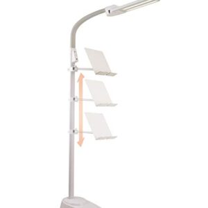 OttLite Dual Shade LED Standing Floor Lamp with Adjustable Stand - Wide Range of Illumination with Built-in 2.1A USB Charging Port and Flexible Neck - 4 Brightness Settings for Reading & Studying