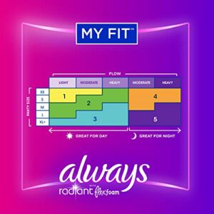 Always Radiant Feminine Pads For Women, Size 2 Heavy Flow Absorbency, Multipack, With Flexfoam, With Wings, Light Clean Scent, 26 Count x 3 Packs (78 Count total)