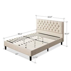 ZINUS Misty Upholstered Platform Bed Frame / Mattress Foundation / Wood Slat Support / No Box Spring Needed / Easy Assembly, Taupe, Queen