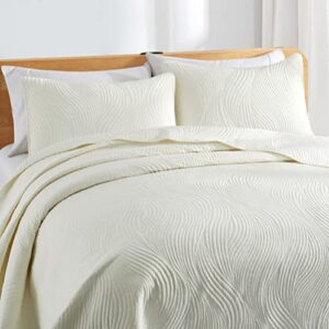 Peace nest 3 Piece Quilted Coverlet Set with Pillow Shams, All Season Bedspread Bed Cover King Size Lightweight, Ivory((106"X90")