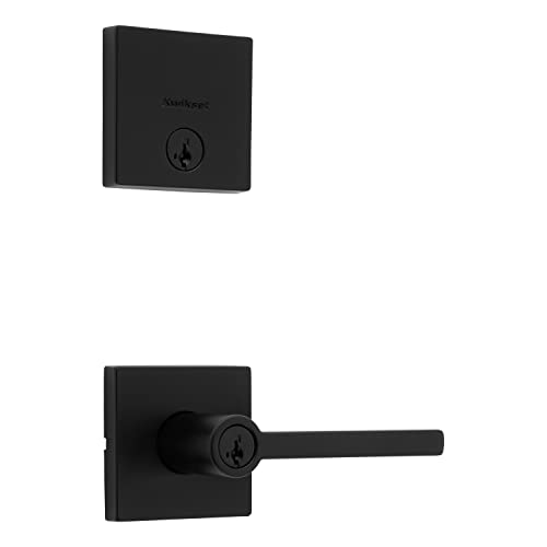 Kwikset Halifax Keyed Entry Lever and Single Cylinder Deadbolt Combo Pack featuring SmartKey® in Matte Black