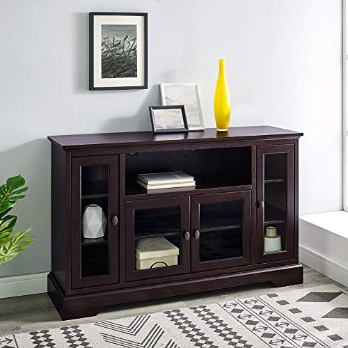 Walker Edison Traditional Wood Universal TV Stand for TV's up to 58" Flat Screen Living Room Entertainment Center, 52 Inch, Espresso Brown