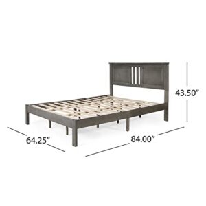 Christopher Knight Home Valentina Acacia Wood Queen Bed Platform, Gray