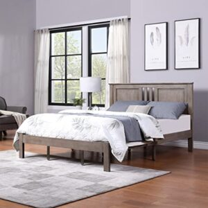 Christopher Knight Home Valentina Acacia Wood Queen Bed Platform, Gray