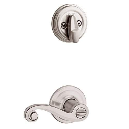 Kwikset Lido Keyed Entry Lever and Single Cylinder Deadbolt Combo Pack with Microban Antimicrobial Protection featuring SmartKey Security in Satin Nickel (99910-038)