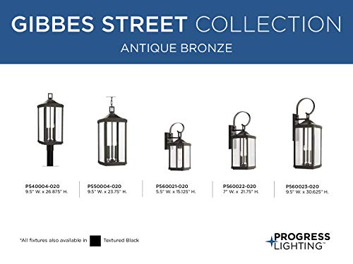 Gibbes Street Collection 3-Light Clear Beveled Glass New Traditional Outdoor Large Wall Lantern Light Antique Bronze