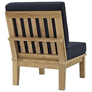 Modway Marina Premium Grade A Teak Wood Outdoor Patio Armless Chair, Natural Navy