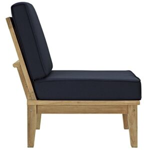 Modway Marina Premium Grade A Teak Wood Outdoor Patio Armless Chair, Natural Navy