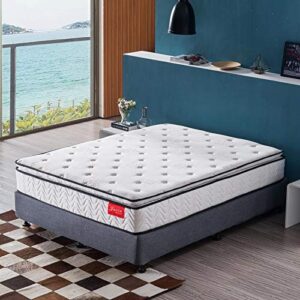 Jacia House King Mattress 11.4 Inches Pillow Top Pocket Spring Hybrid Mattress, Memory Foam Innerspring Firm Mattress -Bed in a Bag-King Mattress