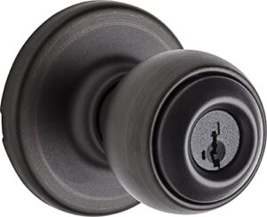 kwikset 94002-928 polo entry knob featuring smartkey re-key security, venetian bronze