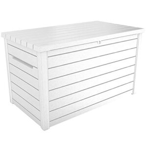 keter xxl 230 gallon deck storage box outdoor patio container ~ white