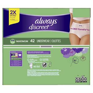 Always Discreet Incontinence Underwear for Women Maximum Absorbency, S/M, 42 Count