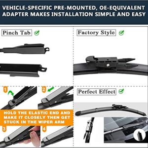 AUTOBOO 28"+28" Windshield Wipers with 15 Inch Rear Wiper Blade Replacement for Ford edge 2015 2016 2017 2018 2019 2020 2021-Original Factory Quality (Pack of 3)