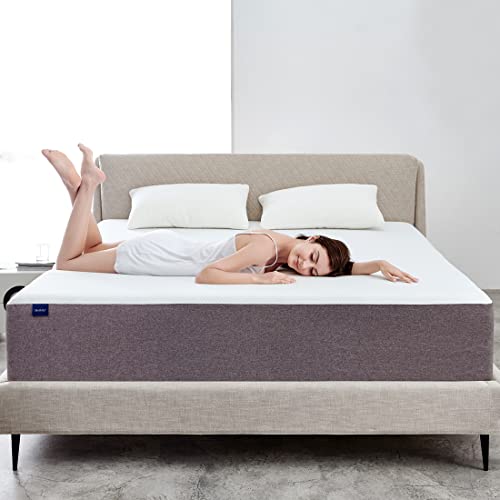 Molblly King Mattress, 14 Inch Memory Foam Mattress Bed in a Box, Breathable Bed Comfortable Mattress for Cooler Sleep Supportive & Pressure Relief, King Size Bed, Grey, 76" X 80" X 14"