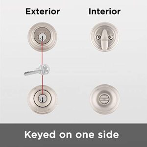 Kwikset Juno Keyed Entry Door Knob and Single Cylinder Deadbolt Combo Pack with Microban Antimicrobial Protection Featuring SmartKey Security in Satin Nickel