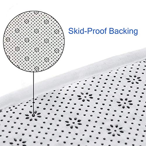 My Little Nest 3 Piece Bath Rugs Mat Set Geometry White and Black Trellis Soft Foam Bath Mat Non Slip Bathroom Rugs Washable Contour Mat and Lid Cover