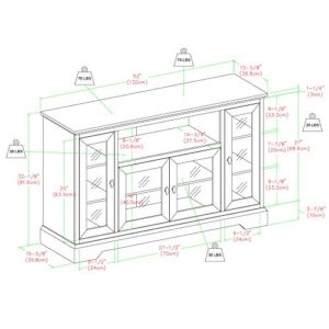 Walker Edison Traditional Wood TV Stand for TV's up to 56" Living Room Storage Flat Screen Universal TV Console Living Room Shelves Entertainment Center, 52 Inch, White