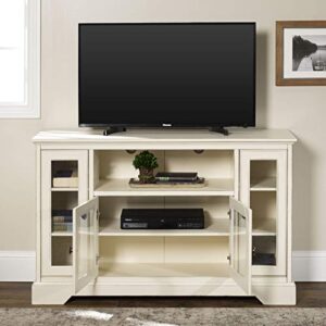 Walker Edison Traditional Wood TV Stand for TV's up to 56" Living Room Storage Flat Screen Universal TV Console Living Room Shelves Entertainment Center, 52 Inch, White