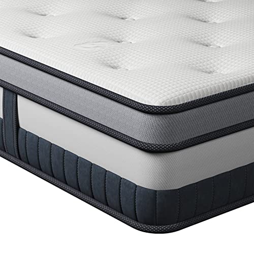 Vesgantti Queen Mattress 11 Inch Innerspring Multilayer Hybrid Queen Mattress - Ergonomic Design with Memory Foam and Pocket Spring Mattress Queen Size - Box Top Series Medium Firm Feel