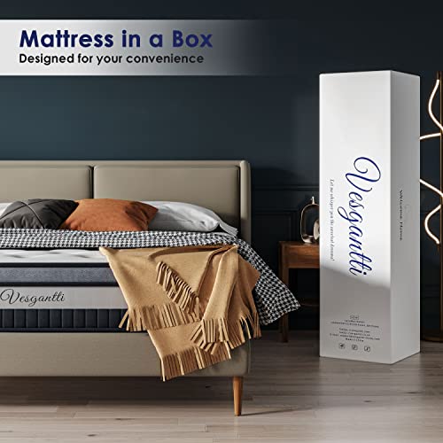 Vesgantti Queen Mattress 11 Inch Innerspring Multilayer Hybrid Queen Mattress - Ergonomic Design with Memory Foam and Pocket Spring Mattress Queen Size - Box Top Series Medium Firm Feel