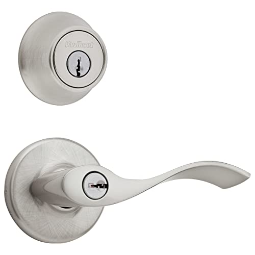 Kwikset 690BL 15 CP Single Cylinder Deadbolt Combo Pack with Balboa Entry Lever in Satin Nickel