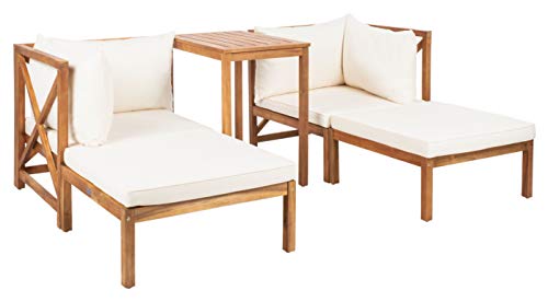 Safavieh PAT6762A Outdoor Collection Ronson Natural and Beige 5-Piece Dining Set