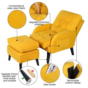 ELUCHANG Accent Chair with Ottoman Storage,Comfort Armchair with Adjustable Backrest and Side Pocket,Fabric Sofa Chair for Living Room Bedroom Office Lounge