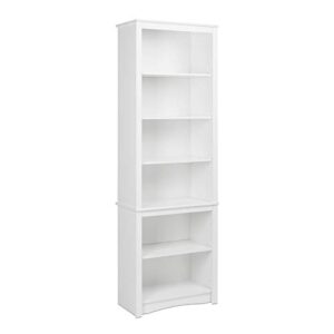 pemberly row tall contemporary 6 shelf bookcase in white