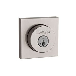 kwikset 158 square single cylinder deadbolt featuring smartkey, satin nickel