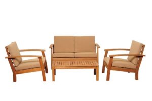 kevin amazonia murano 4-piece patio seating se sc kings4deep_kh | eucalyptus wood | ideal for outdoors and poolside, 118lx42wx36h, khaki