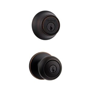 kwikset 690 cove entry knob and single cylinder deadbolt combo pack in venetian bronze