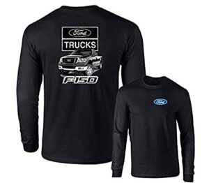 ford f150 black 4×4 built tough truck long sleeve tee f & b, black, l