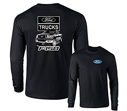 Ford F150 Black 4x4 Built Tough Truck Long Sleeve TEE F & B, Black, L