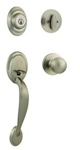 kwikset 96870-090 dakota single cylinder handleset w/polo knob featuring smartkey in satin nickel