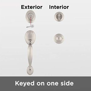 Kwikset 96870-090 Dakota Single Cylinder Handleset w/Polo Knob featuring SmartKey in Satin Nickel