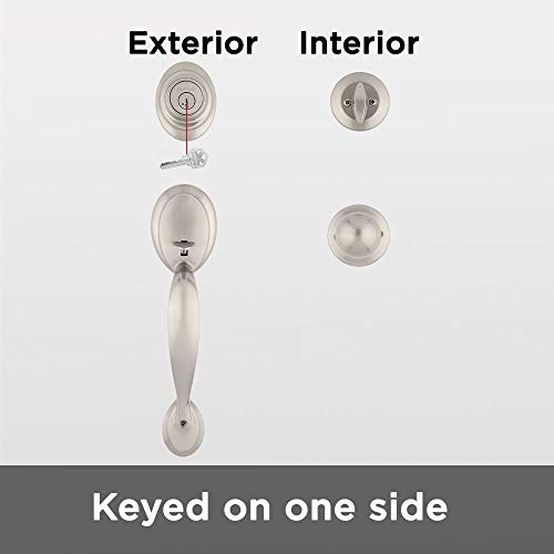 Kwikset 96870-090 Dakota Single Cylinder Handleset w/Polo Knob featuring SmartKey in Satin Nickel