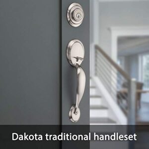 Kwikset 96870-090 Dakota Single Cylinder Handleset w/Polo Knob featuring SmartKey in Satin Nickel