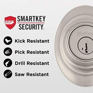 Kwikset 96870-090 Dakota Single Cylinder Handleset w/Polo Knob featuring SmartKey in Satin Nickel