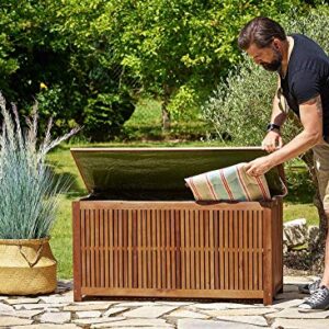 cucunu Outdoor Storage Box 65 Gallon Wooden Deck Boxes for Patio Garden Pool 46x20x24 Inch Waterproof Wood Chest Large Container