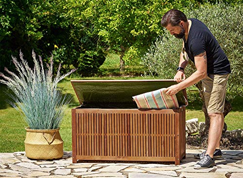 cucunu Outdoor Storage Box 65 Gallon Wooden Deck Boxes for Patio Garden Pool 46x20x24 Inch Waterproof Wood Chest Large Container